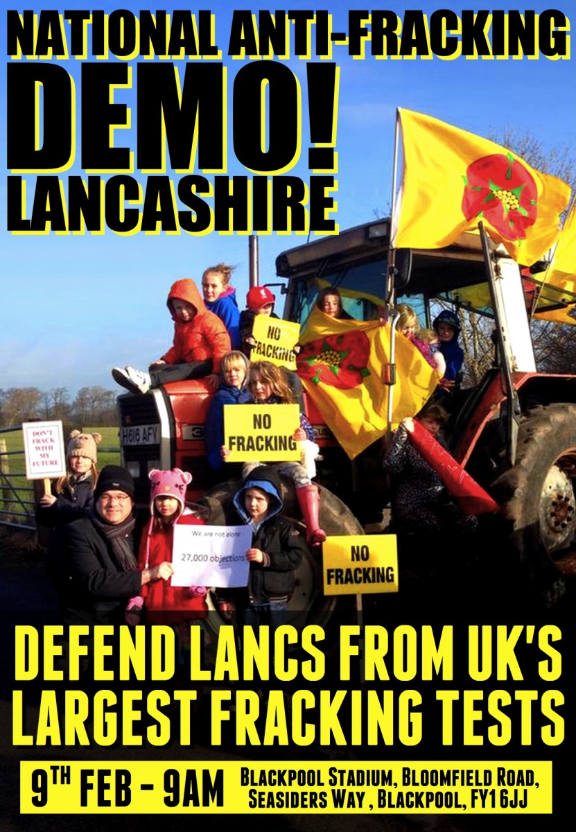 Lancashire Fracking Demo Poster 9th Feb 2016 | Frack Off